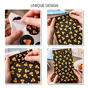 JOHOUSE 54PCS Party Favor Bags, Halloween Treat Bags Candy Corn Goodie Bags with Stickers Trick or Treat Bags for Kids Halloween Party Supplies 4.7" x 3.1" x 8.7"