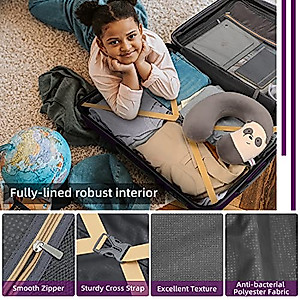 LEAVES KING LARVENDER Luggage Sets 5 Piece, Expandable(Only 24"&28") PP Suitcase with Spinner Wheels, Durable Luggage Sets Clearance Carry On Luggage Suitcase Set For Women Men, Purple