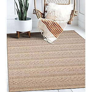 Sherloom Modern Indoor Outdoor Area Rugs 5x7 | Non-Shed - Non-Skid - Washable Rug Runner for Living Room, Dining, Entryway, Patio, Pool Deck | Menzis Collection | Natural, Neutral