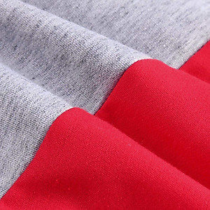 Women Cowl Neck Color Block Long Sleeve Tunic Sweatshirt Pullover Tops Turtleneck Patchwork Shirt Blouse Top Red