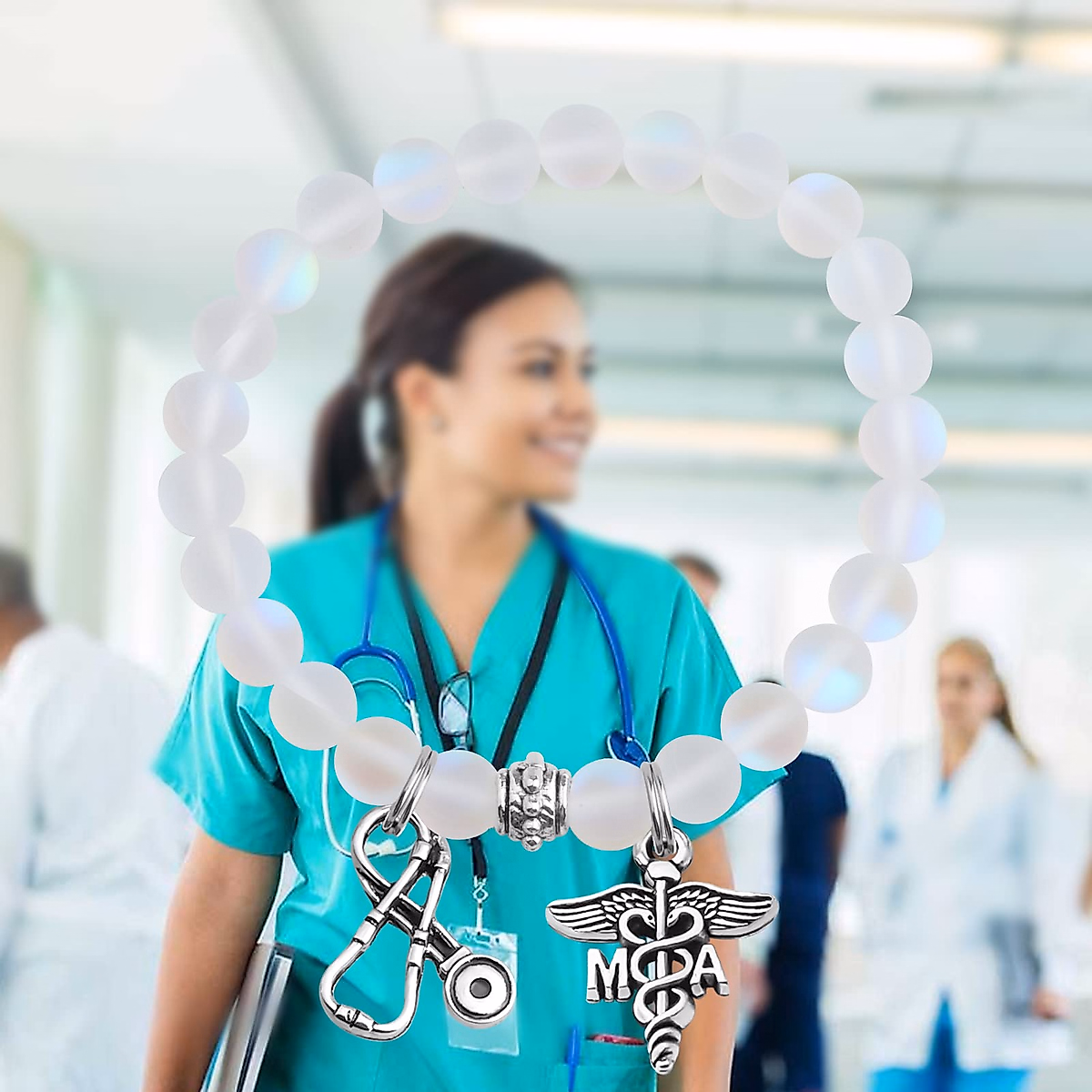 UJIMS Medical Assistant Graduation Gifts MA Stethoscope Charm Bracelet Medical Doctor Nurse Jewelry MA Caduceus Gift (MA Stethoscope Bracelet)