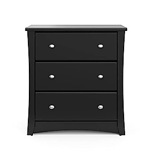 Storkcraft Crescent 3 Drawer Dresser (Black) – Baby and Kids Bedroom Organizer, Nursery Chest, Storage Dresser With Drawers, Universal Design