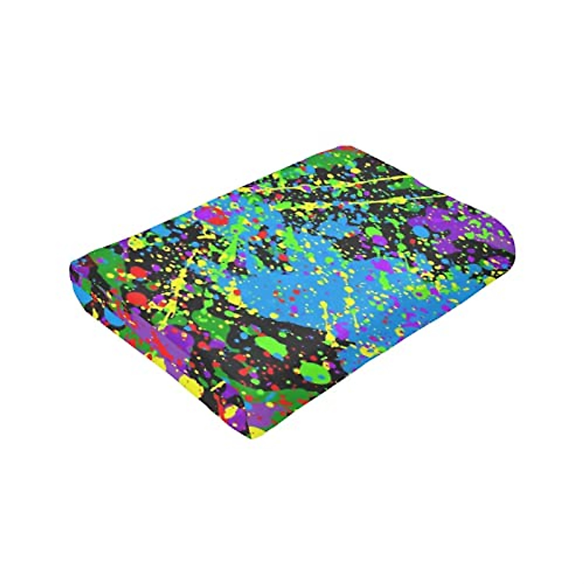Glow in Dark Splatter Neon Throw Blanket Flannel Blanket 60 x 50 Inches Soft Warm Lightweight Fuzzy Blankets for Bed Sofa Couch Outdoor Travel