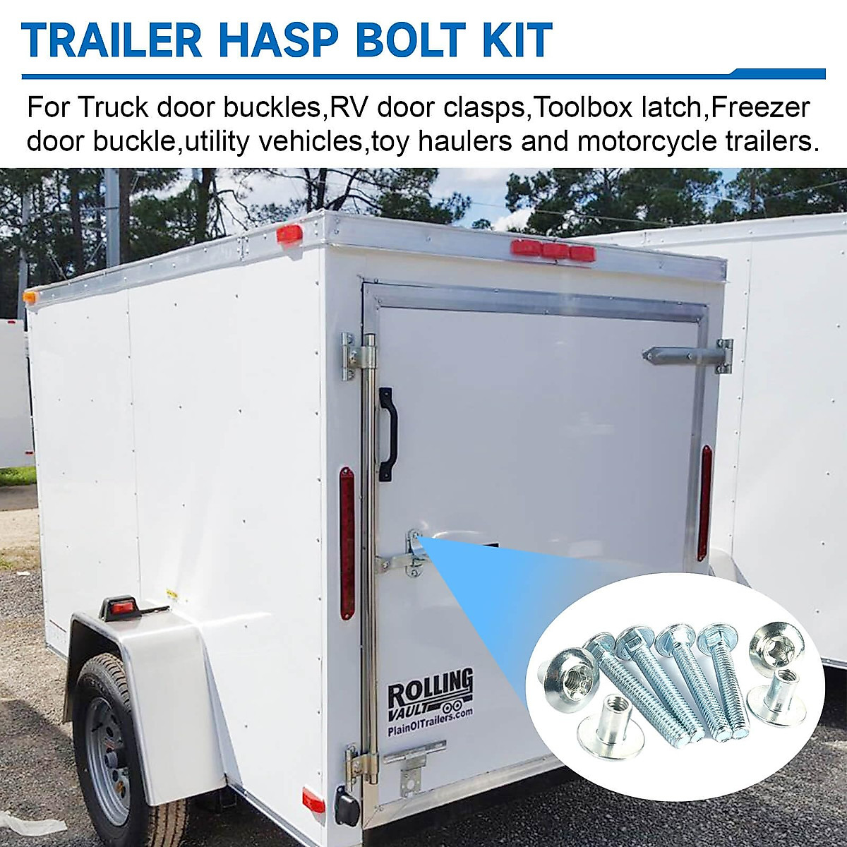 Fuoequl Trailer Hasp Bolt Kit for Trailer Cam Action Hasp