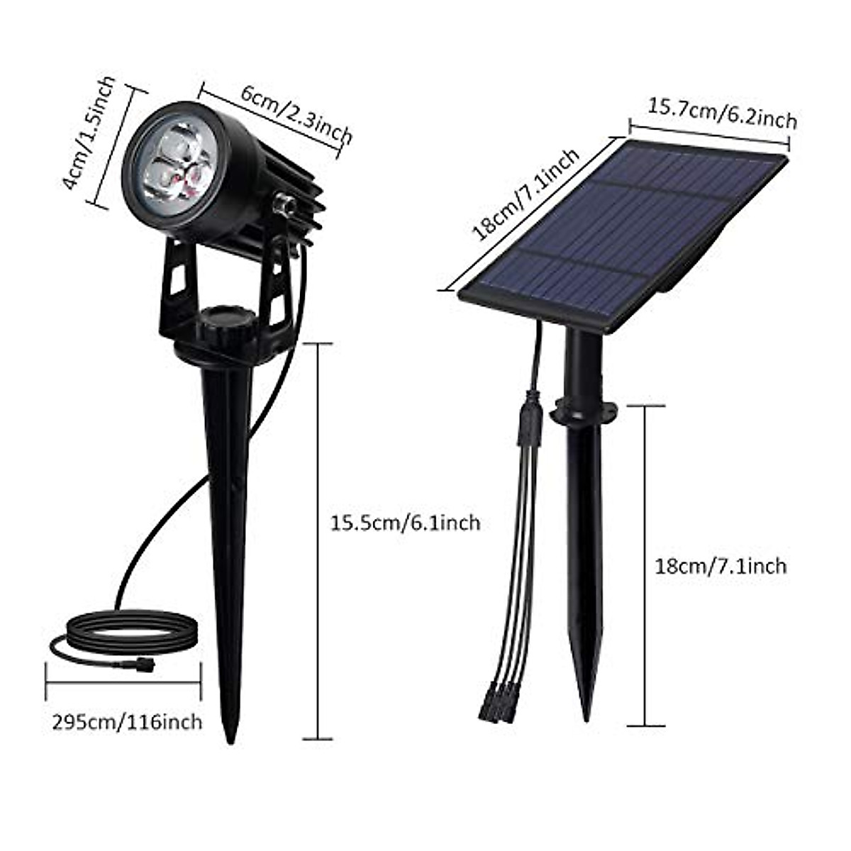 T-SUN RGB Solar Spotlights Outdoor, 5W Solar Lights with 4 Pack Headlights, IP65 Waterproof Color Changing Spot Lights Outdoor Security Wall Lights for Garden, Yard, Driveway, Pool Area(RGB)