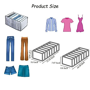 Washable Wardrobe Clothes Organizer Foldable Closet Organizer Portable Storage Baskets (2PCS Grey)