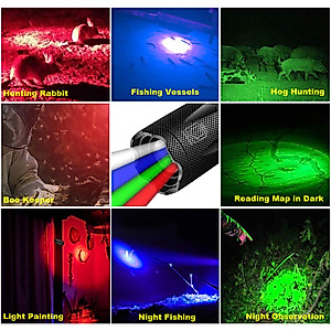 DaskFire 4 Colored Flashlight with RGB Lights, Rechargeable Battery, Charger, Bracelet, High Lumen Zoomable Emergency Torch Multipurpose for Kids Camping Hunting Fishing Hiking Gear
