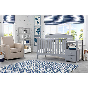 Delta Children Birkley Convertible Crib N Changer + Changing Pad and Cover [Bundle], Grey