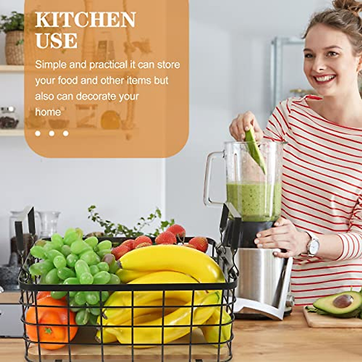 Zerodeko Bathroom Storage Bathroom Storage Bathroom Storage Decorative Metal Wire Basket with Handles Bread Vegetable Fruit Storage Basket Bowl Kitchen Bathroom Organizer Basket Baskets