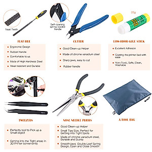 Rustark 40 Piece 3D Printer Accessories Tool Kit, Spatulas,Tweezers,File, Needles,Cutting Mat and More 3D Printing Tools for Removal, Clean-up, Finish 3D Printers