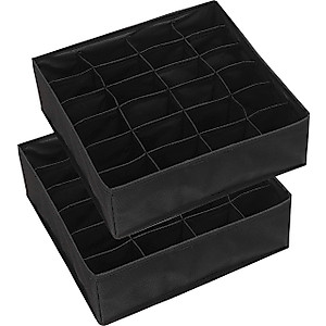 Simple Houseware 6 Set Cloth Storage Drawer Divider + 24 Cell Socks Drawer Divider, Black