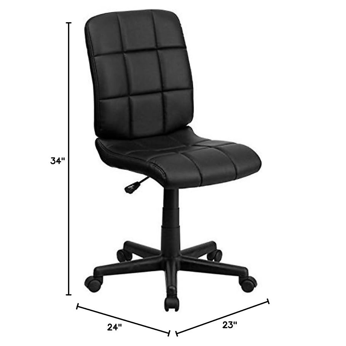 Pemberly Row Contemporary Mid Back Quilted Office Swivel Chair in Black