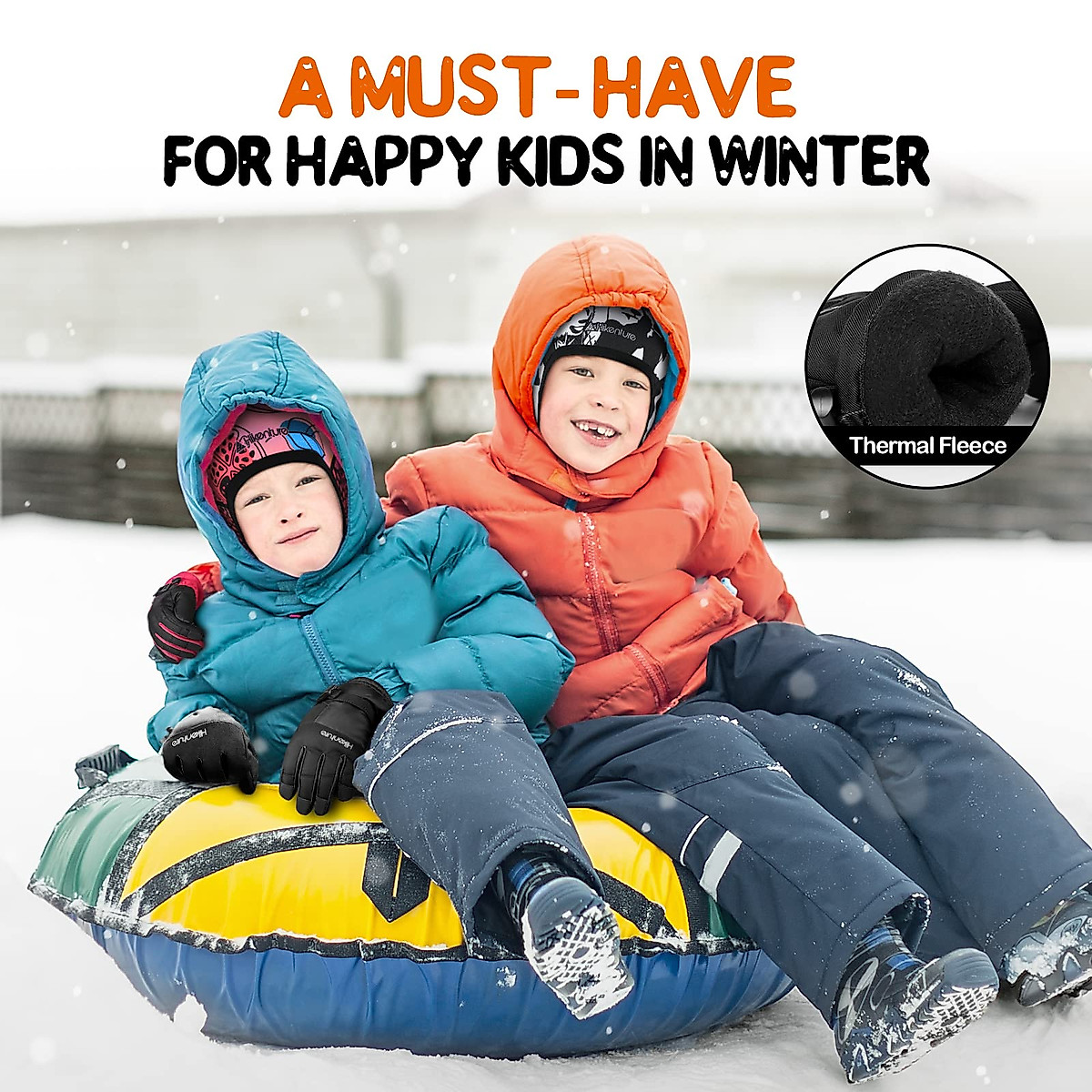 Hikenture Waterproof Kids Snow Gloves,3M Thinsulate Winter Gloves for Boys &Girls,Insulated Ski Gloves for Youth,Childrens,Age 10-12(Black L)