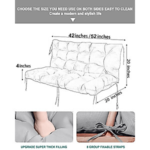 LCYY.JJ Outdoor Swing Cushions,Thicken 4'' Outdoor Bench Cushion 2-3 Seater with Backrest,Outdoor Porch Swing Cushions Placement with Ties, for Garden Recliner Seat Furniture Patio/light gray