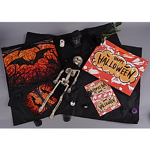 Linelglobal Halloween Bag with Wrapping Paper for Gift Wrapping, Kid Trick or Treat Bat 12.6" 2 Pack
