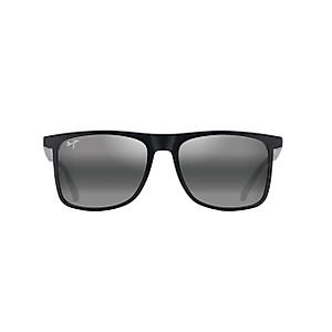 Maui Jim Makamae Square Sunglasses, Matte Black/Neutral Grey Polarized, Extra Large