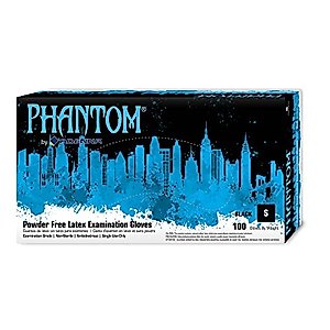 Adenna PHM912 Phantom 6 mil Latex Powder Free Exam Gloves (Black, Small) Box of 100