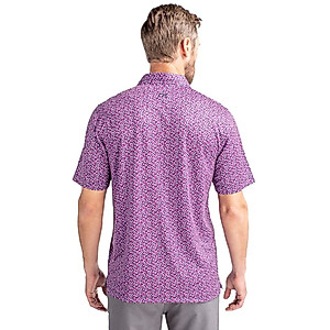 Cutter & Buck Pike Magnolia Print Stretch Men's Polo, Gelato/Navy Blue