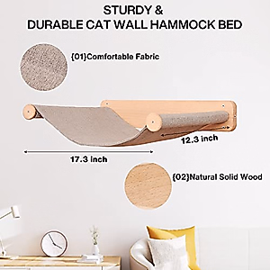 Purife Cat Hammocks Wall Mounted for Indoor Cats -Large Cat Shelves and Perches for Wall, Wall Beds & Furniture for Kitty or Cats, Sturdy Soft Hammock Beds for Climbing, Playing, Sleeping, Lounging