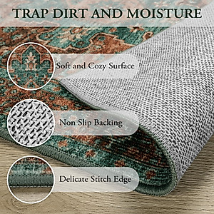 Lahome Boho Retro Ultra-Thin Indoor Door Mat,Washable Non-Slip 20"x32" Small Entryway Rugs Rubber Absorbent Doormats Low-Profile Inside Dirt Trapper for Entry Front Door Entrance