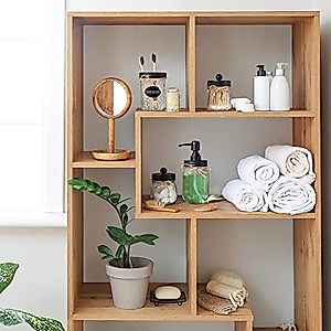 DHAEE Mason Jar Bathroom Accessories Set(6PCS) - Soap Dish,Apothecary Jar Canisters,Toothbrush Holder,Lotion Soap Dispenser,Metal Wire Storage Organizer Basket,Home,Farmhouse,Rustic Decor（Black）