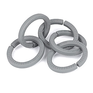 BELLA TUNNO Happy Links - Baby Montessori Silicone Links and Soft Silicone Baby Toys, Developmental Toys for Playing, Teething, Gross Motor Skills, Color Recognition and More, Grey, One Size (SL05)