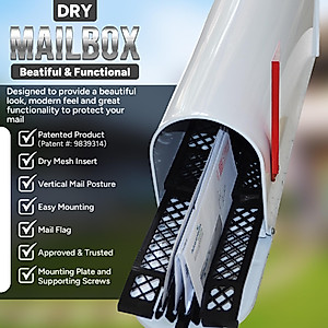 Dry Mailbox – Outdoor Metal Mailbox with Mailbox Insert to Keep Mail Dry | Weatherproof Mailbox for Outside for Secure Deliveries | Standard Outside Mailboxes | US Postal Service Approved - White