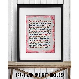 You Are Brave Inspirational Wall Art Print – Motivational Wall Decor for Home, Office, Bedroom, Classroom & School - Unframed 8x10" Poster Print Gift for Boys & Girls (Pink)