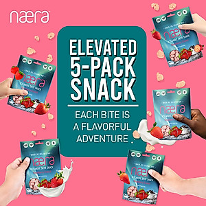 Næra Icelandic - 5-Pack Strawberry (Icelandic Skyr) Crunch Protein Snacks, GMO-Free, Gluten-Free Protein Snacks, Lactose-Free Individual Snacks, Snacks for Adults & Kids, (0.88 oz ea)