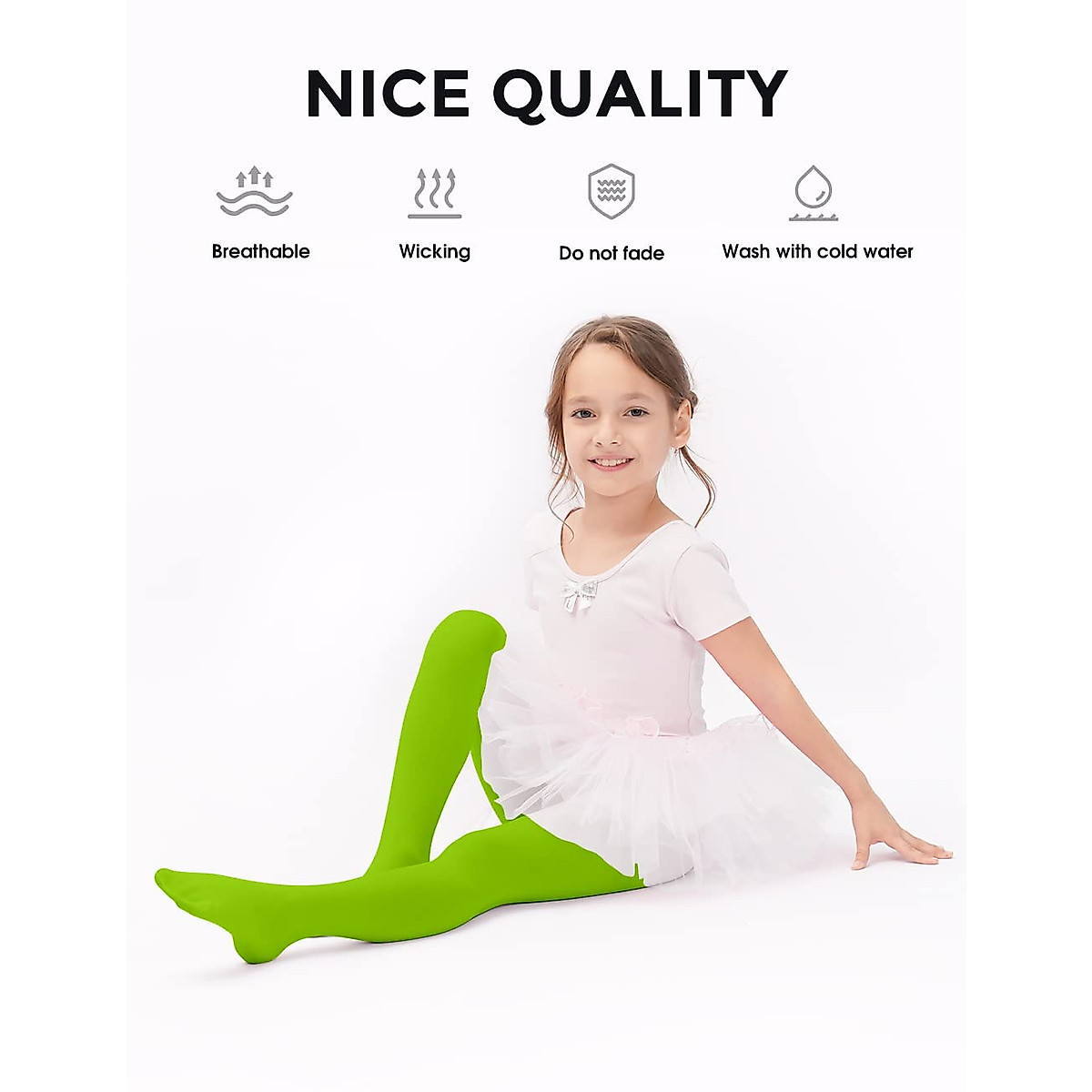 PUPIU Toddler Tights Ballet Tights for Girls Pantyhose School Uniform Dance Tights Light Green S