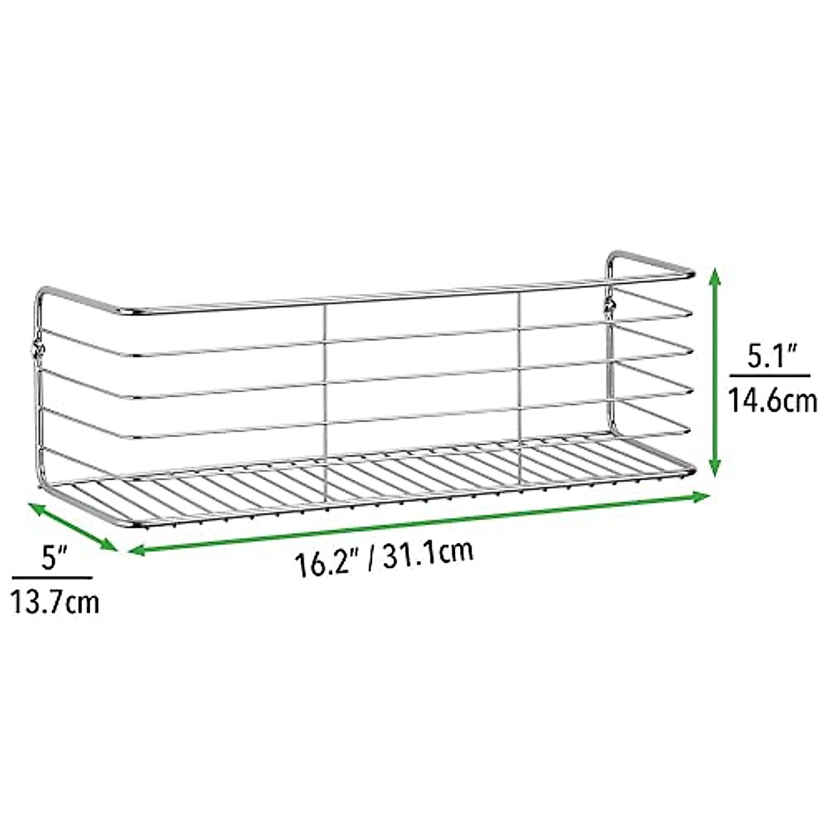 mDesign Wide Metal Wall Mount Decor Storage Organizer Display Shelf - Hang in Bathroom, Kitchen, Entryway, Hallway, Mudroom, Bedroom, Laundry Room - Concerto Collection, 2 Pack - Chrome
