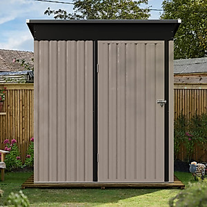 oneinmil Storage Shed 3.0'x4.9' Outdoor Garden Storage Shed, Galvanized Steel Metal Garden Shed with Air Vent Utility Tool Storage House for Garden, Backyard, Patio, Lawn