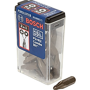 15 Pcs Bosch P2R2 Combo Bit - For Phillips, Square Drive And Combination Head Screws 1/4" Minimum Chuck Size Required Insert Screwdriver Drill Bit Set (Power Tool Accessories)