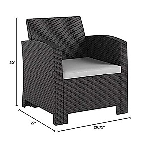 Flash Furniture Dark Gray Faux Rattan Chair with All-Weather Light Gray Cushion