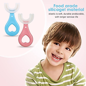 SEGMINISMART Kids U Shaped Toothbrush,U Shape Toothbrush,U Shape Kids Manual Toothbrush,Soft Silicone Brush Head,360° Oral Teeth Cleaning Design for Toddlers and Children,4 Pack