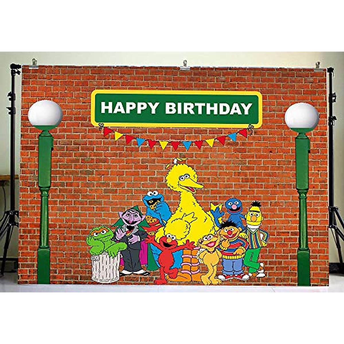 Menggege Brick Wall Photography Backdrops Sesame Street First 1st Second 2nd Third 3rd Boy Girl Birthday Party Banner Baby Shower Photo Background Supply Decoration 7x5ft Vinyl
