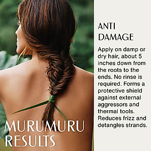 natura Murumuru Hair Leave-In Conditioner, 1.5 oz - Reconstructs Hair Fiber, Reduces Frizz, Detangles, and Repairs Split Ends, Vegan, Not Tested On Animals, Unisex, For Frizzy Hair