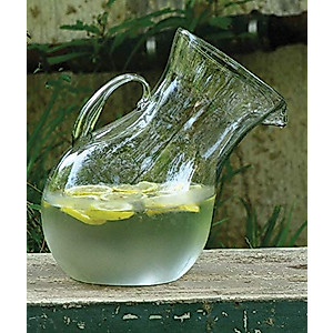 Clear Glass Tilted Hand Blown Water Pitcher Vintage Style Beverage Serving