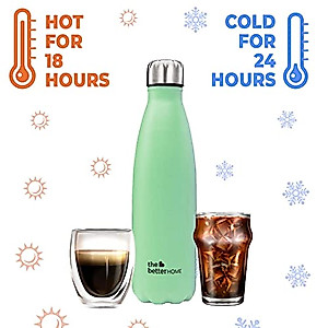 The Better Home 500 Stainless Steel Insulated Water Bottle | Thermos Flask 500ml | Hot and Cold Steel Water Bottle 500ml | Food Grade & BPA Free Insulated Water Bottles (Pack of 2)