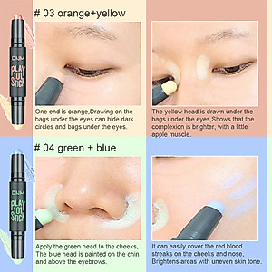 5Pcs Cream Contour Sticks Makeup Kit,Primer Face Makeup Highlighter Stick Contouring Makeup Kit for Beginners,Highlight and Contour Kit,Cream Concealer Makeup Blur Stick