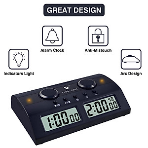 LEAP Chess Clock Professional Chess Timer with Indicator Light and Alarm Clock Features Great for Chess, I-GO, Chinese Chess and Other Board Games（PQ9902C）