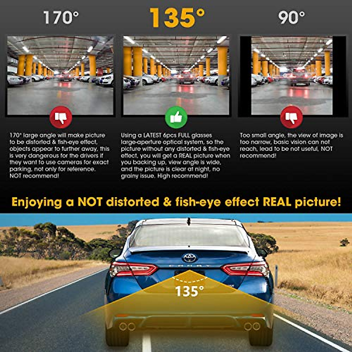 NATIKA Backup/Front/Side View Camera: No Distortion Effect Starlight Night Vision HD Metal Flush or Surface Mount CVBS | AHD Reverse Rear View Backup Camera for Cars Pickup Trucks SUVs RVs Vans