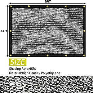 JUNKOGO Shade Cloth,6.5'x20',40% Black Sun Mesh UV Resistant Net with Brass Grommets for Garden Plant Cover,Greenhouse