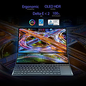 ASUS ZenBook Pro Duo 15 OLED UX582 Laptop, 15.6” OLED FHD Touch Display, Intel Core i9-12900H, 32GB, 1TB, GeForce RTX 3060 Laptop GPU, ScreenPad Plus, Windows 11 Pro, Celestial Blue, UX582ZM-XS96T