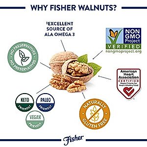 Fisher Chef's Naturals Walnut Halves & Pieces Pantry Pack PET 22 oz, 100% Unsalted Walnuts for Baking & Cooking, Snack Topping, Great with Yogurt & Cereal, Vegan Protein, Keto Snack, Gluten Free, 100% Recyclable