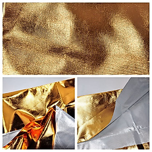 AIVYNA Coatings Foil Lame Knit 59inch Wide Metallic Fabric Covering Plants by The Yard(1Yard Gold)