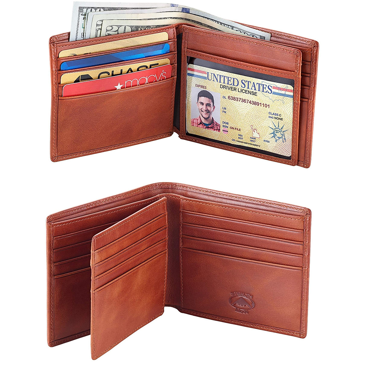 Stealth Mode Leather Bifold Wallet for Men With ID Window and RFID Blocking