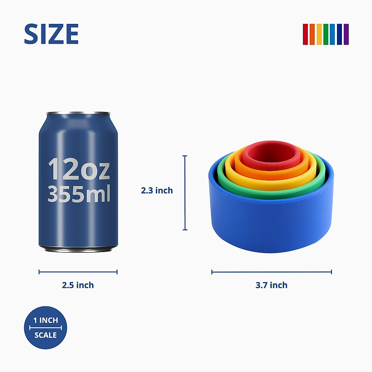 BLUE GINKGO Silicone Stacking Cups – Nesting & Sensory Stacking Toy for Toddlers | Open-Ended Montessori Toy with 5 Cups (Vibrant Colors)