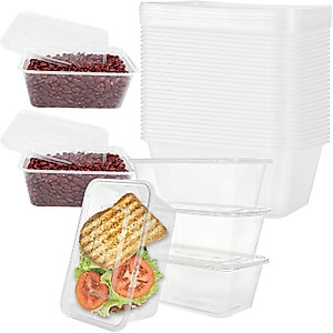 FAMASTON Food Storage Containers Rectangular with Lids 16oz Freezer Deli Cups BPA-Free Leakproof Clear Takeout Container Meal Prep Microwavable, Airtight Lids - 12 Pack