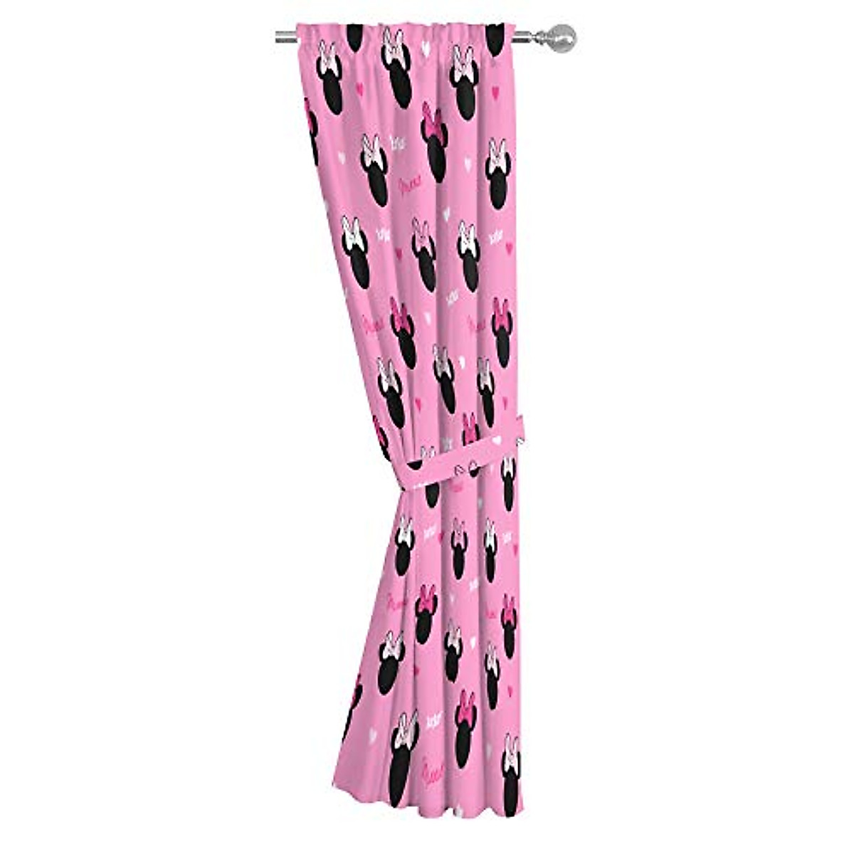 Jay Franco Disney Minnie Mouse Hearts N Love 84" inch Drapes - Beautiful Room Décor & Easy Set Up, Bedding - Curtains Include 2 Tiebacks, 4 Piece Set (Official Disney Product)